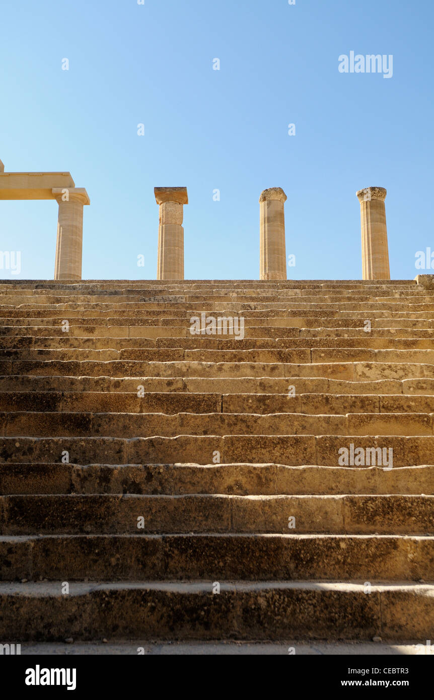 Steps leading up to the Acropolis in Lindos Stock Photo - Alamy