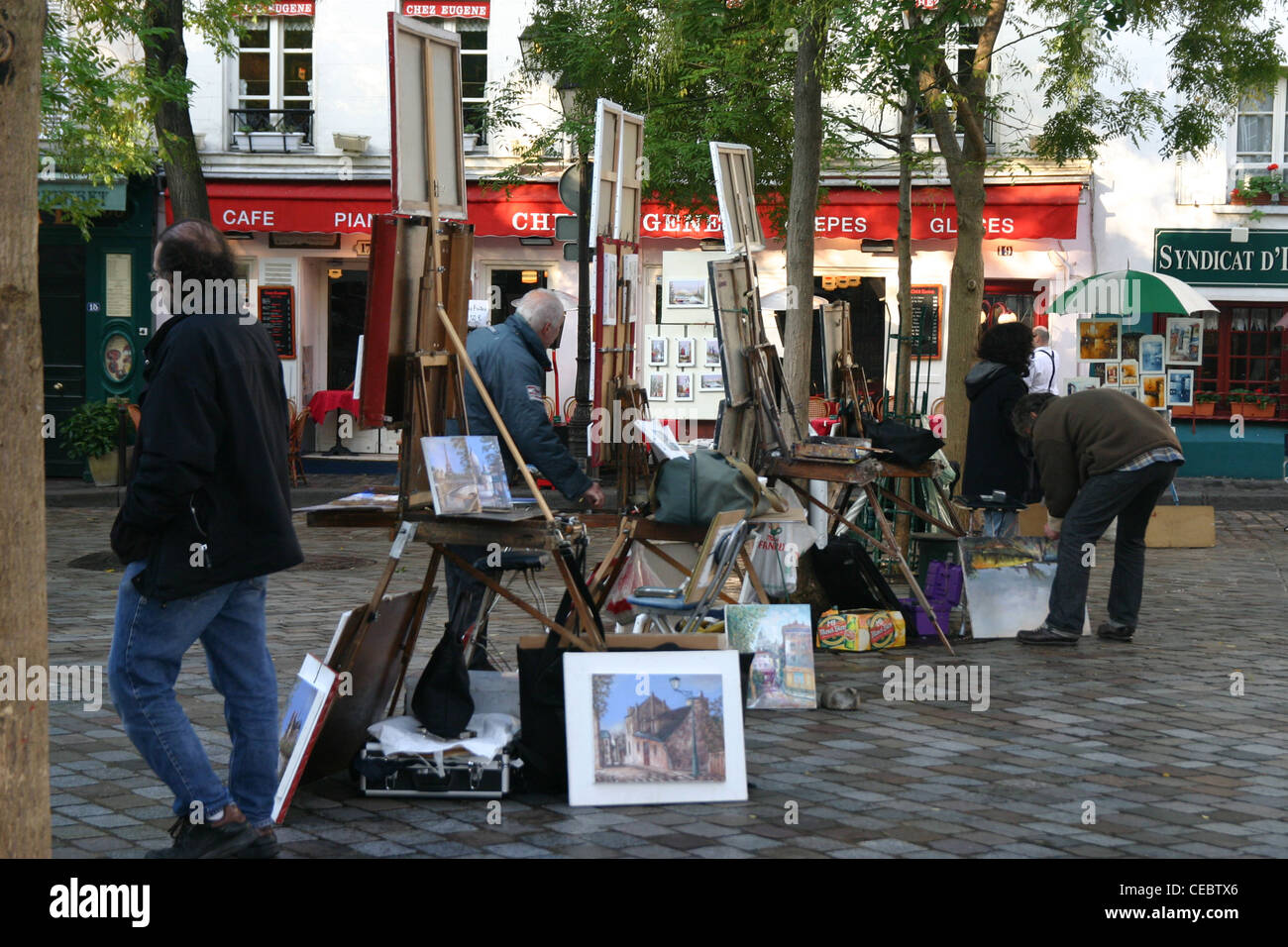 Montmartre artists painters art paintings paris acrylic hi-res stock ...