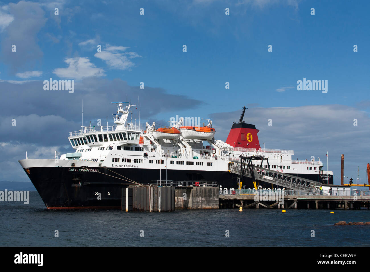 The ferry from Ardrossan to Brodick arrives in Brodick as the crew ...