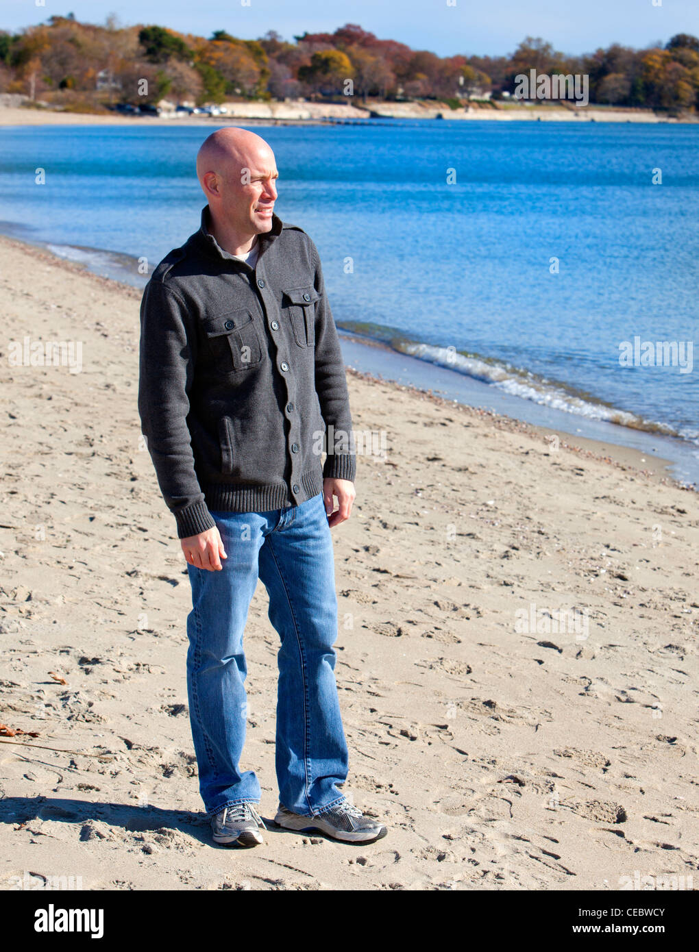 Handsome man in sweater going for a walk Stock Photo - Alamy