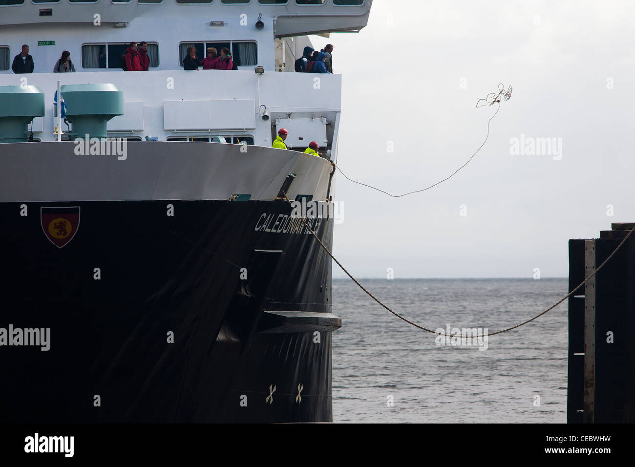 The ferry from Ardrossan to Brodick arrives in Brodick as the crew ...