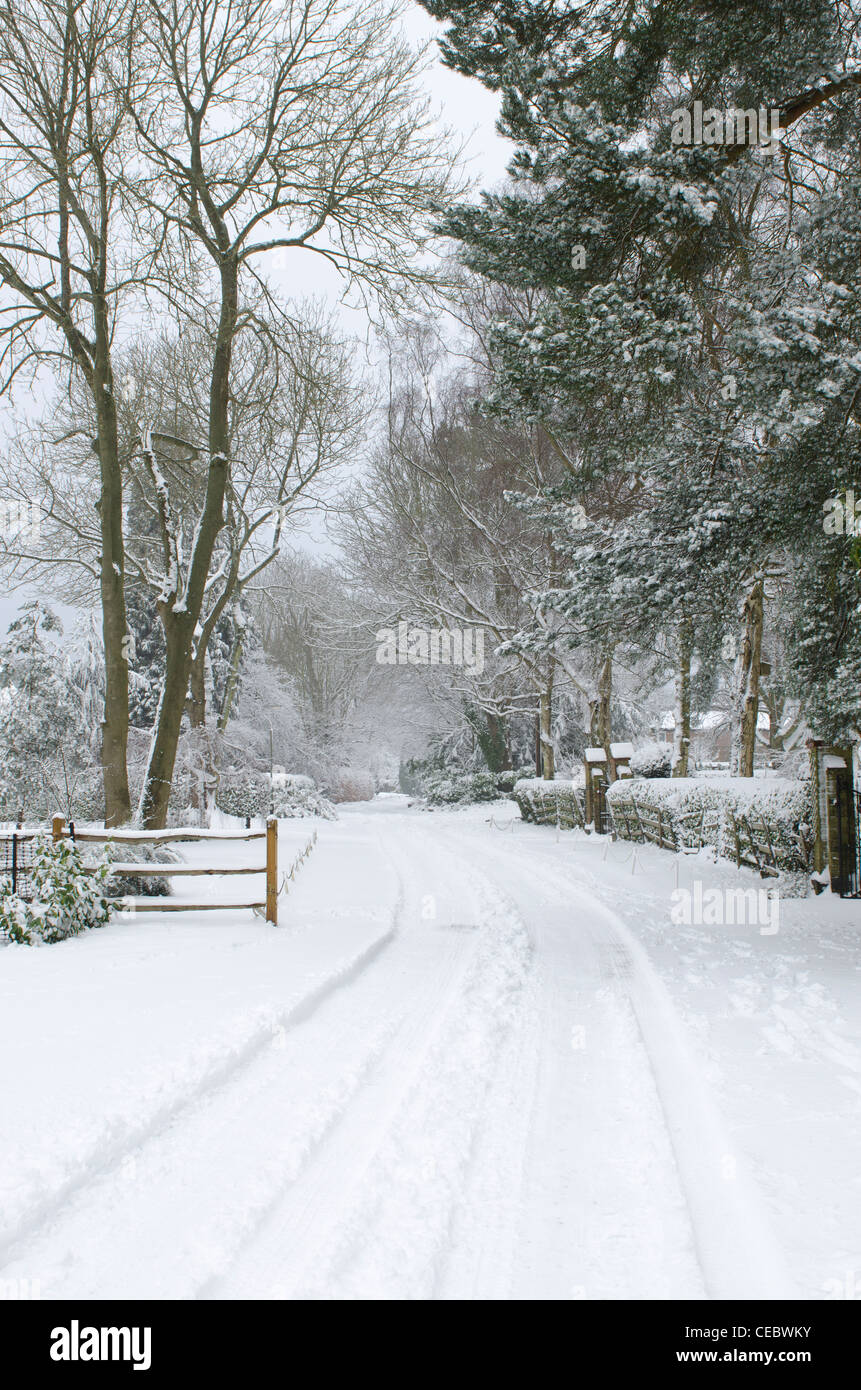 Snow Snow in residential road Warlingham village , Surrey England Uk ...