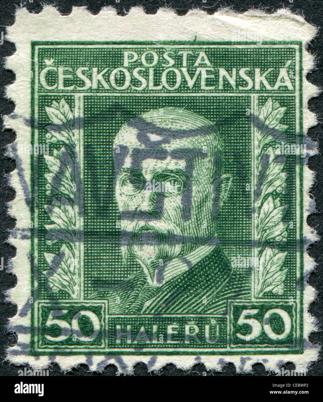 A stamp printed in the Czechoslovakia, shows the first president of ...