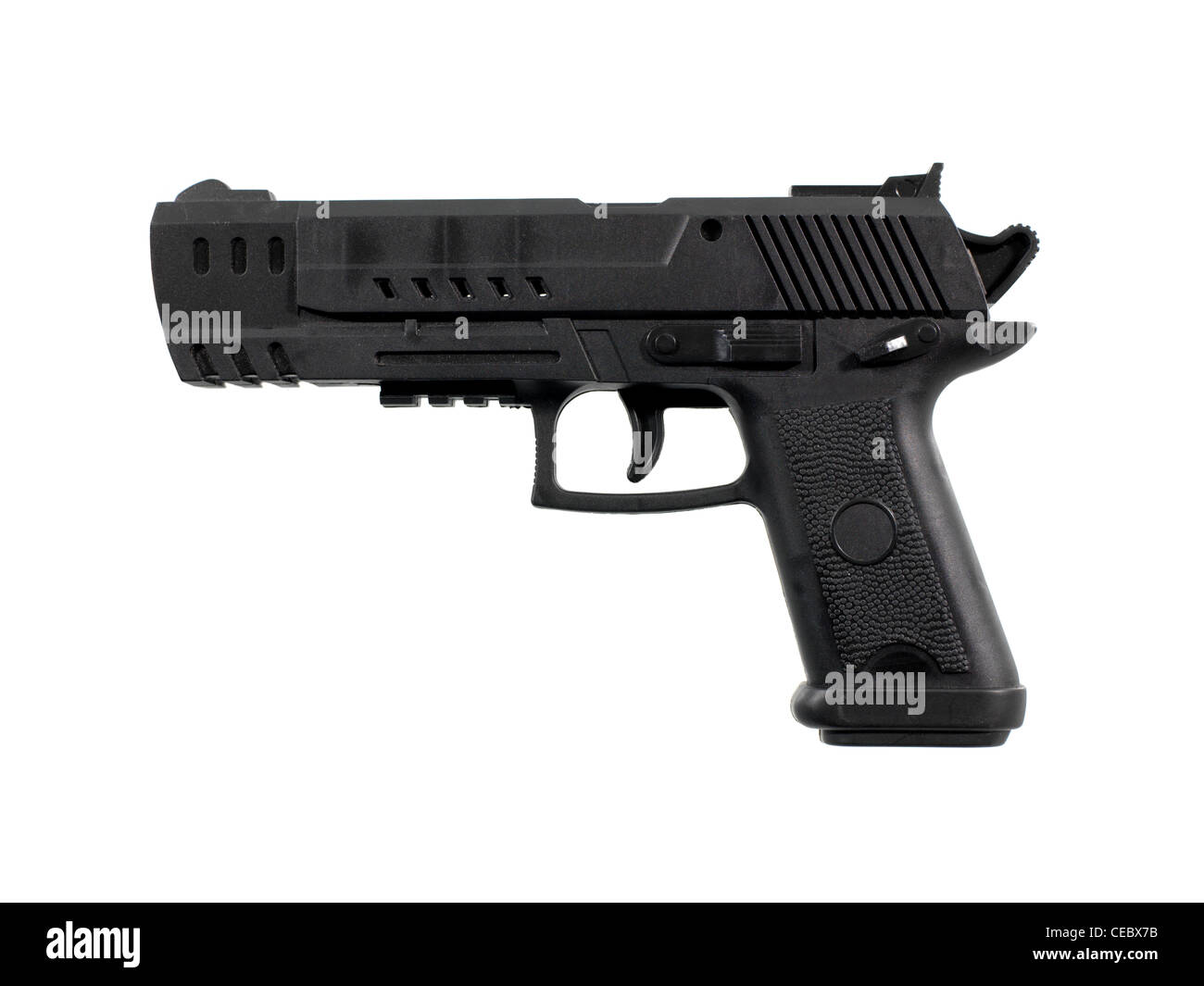 A toy hand gun isolated against a white background Stock Photo - Alamy