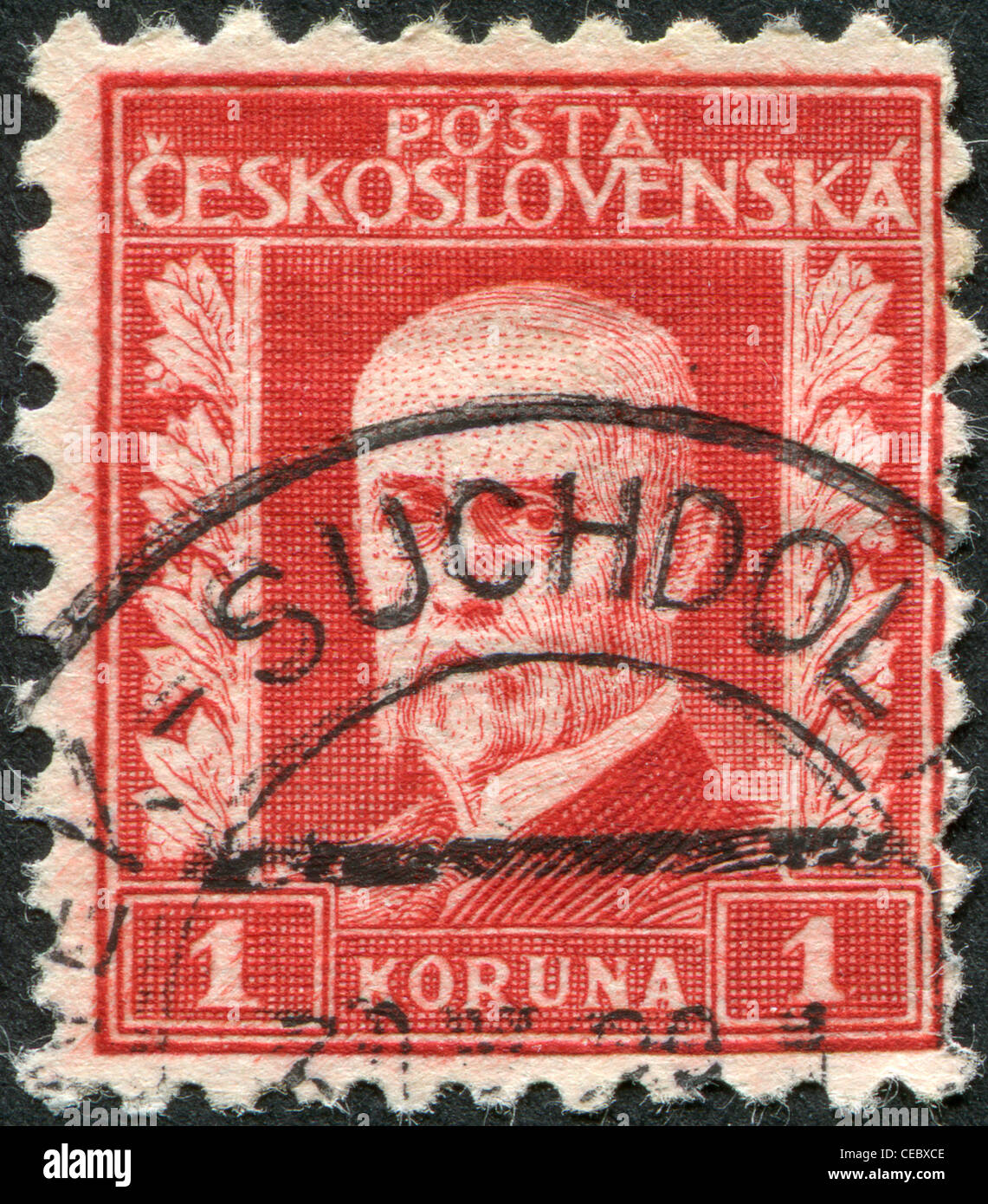 A stamp printed in the Czechoslovakia, shows the first president of ...