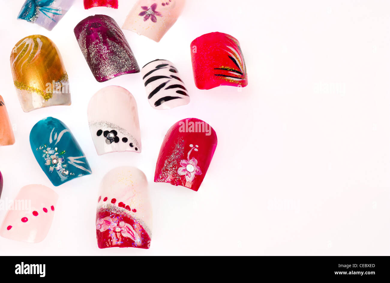 Artificial finger nails artfully decorated Stock Photo - Alamy