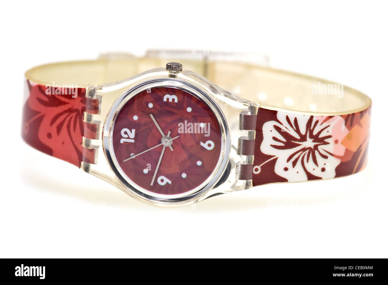 A female stylish wristlet watch isolated on white background Stock ...