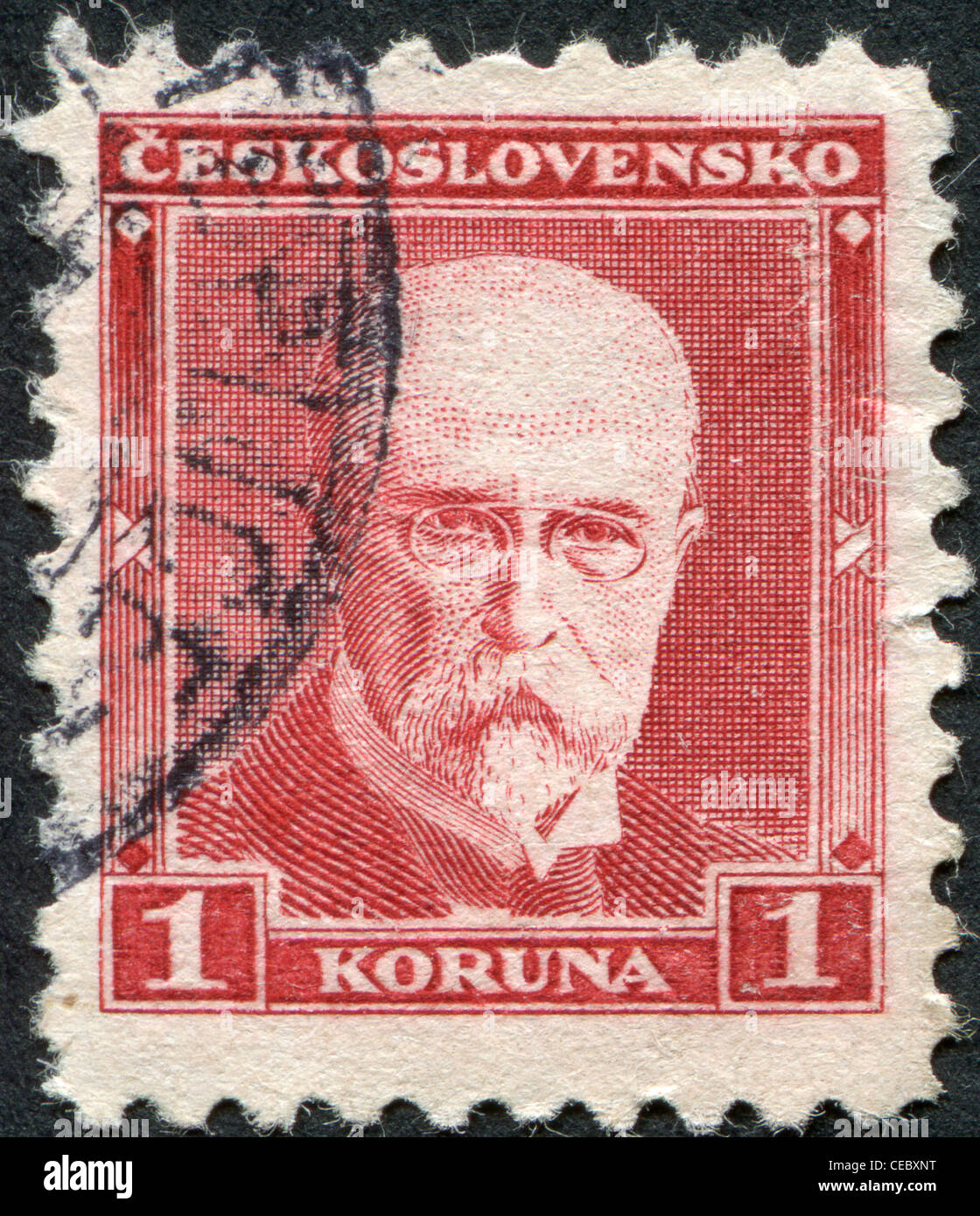 A stamp printed in the Czechoslovakia, shows the first president of ...