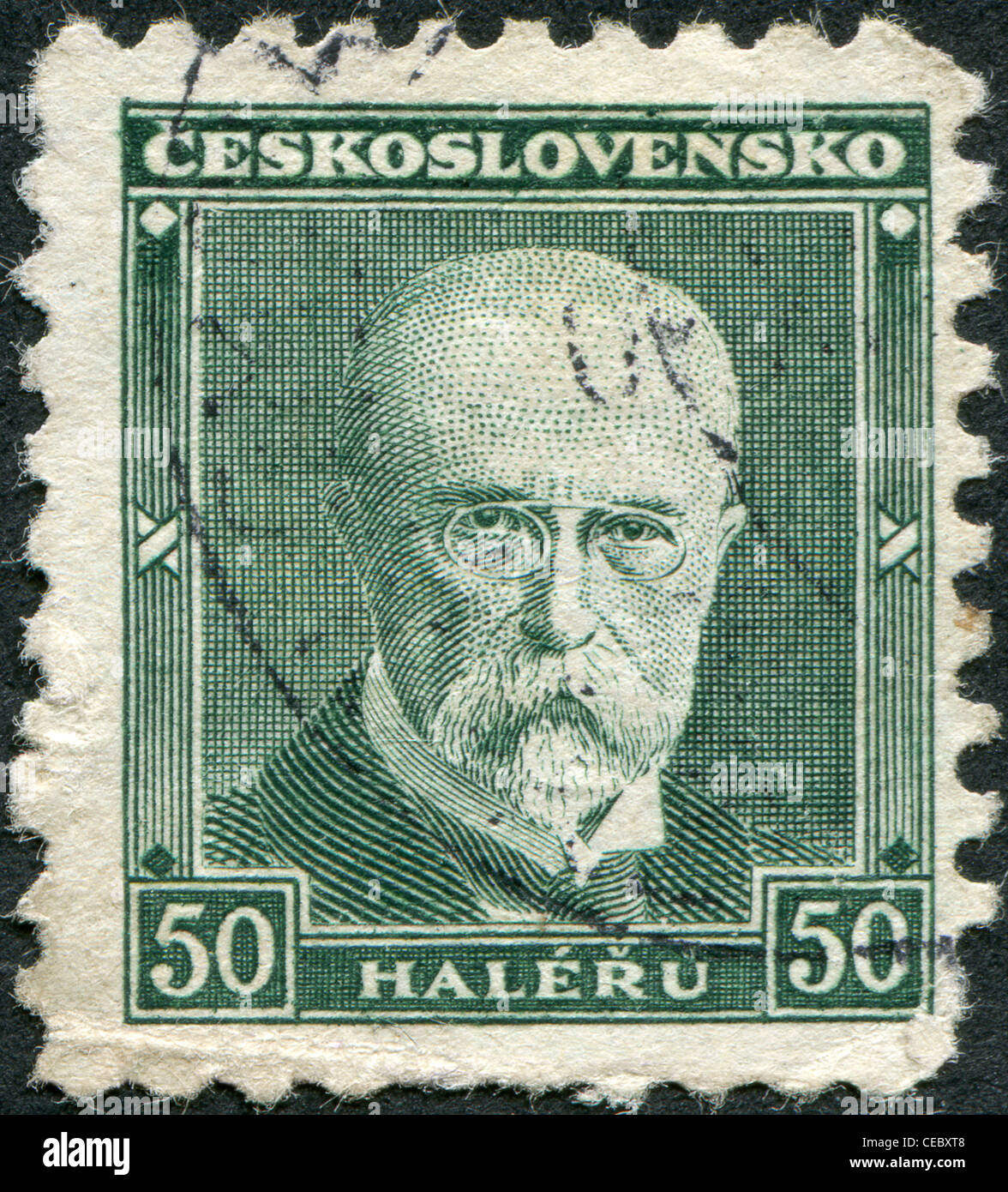 A stamp printed in the Czechoslovakia, shows the first president of ...