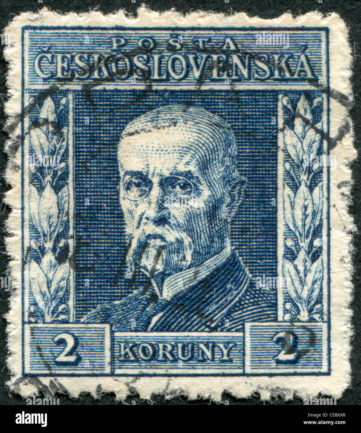 A stamp printed in the Czechoslovakia, shows the first president of ...