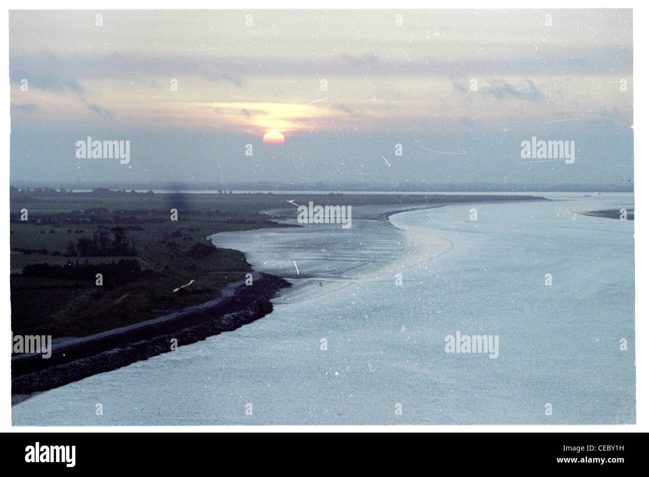 Oblique aerial view of Humber estuary in east Yorkshire, looking west ...