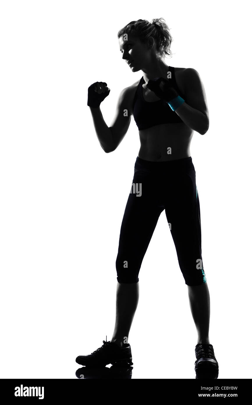 one woman exercising workout fitness aerobic exercise posture on studio ...