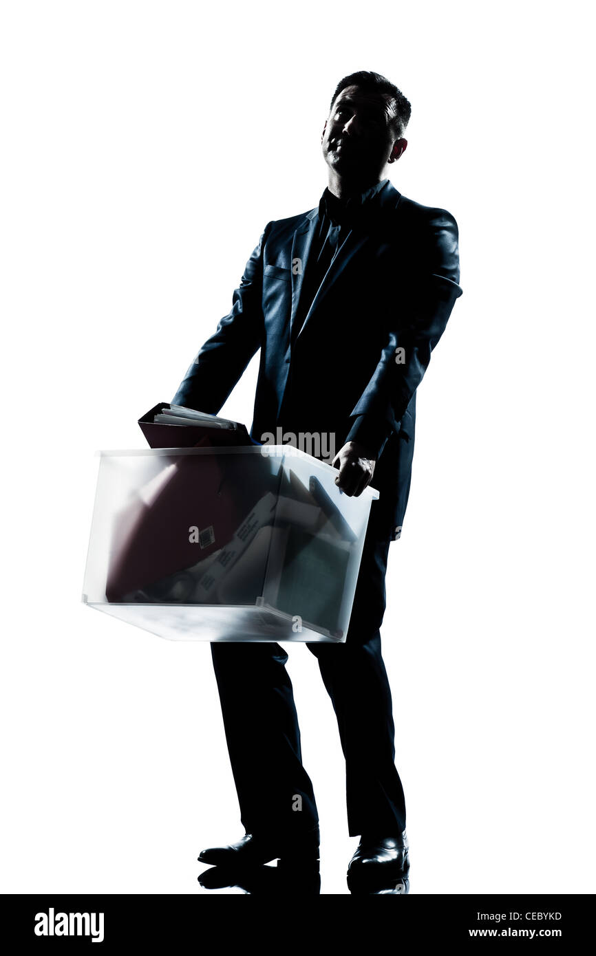 one caucasian man full length silhouette in studio isolated white ...