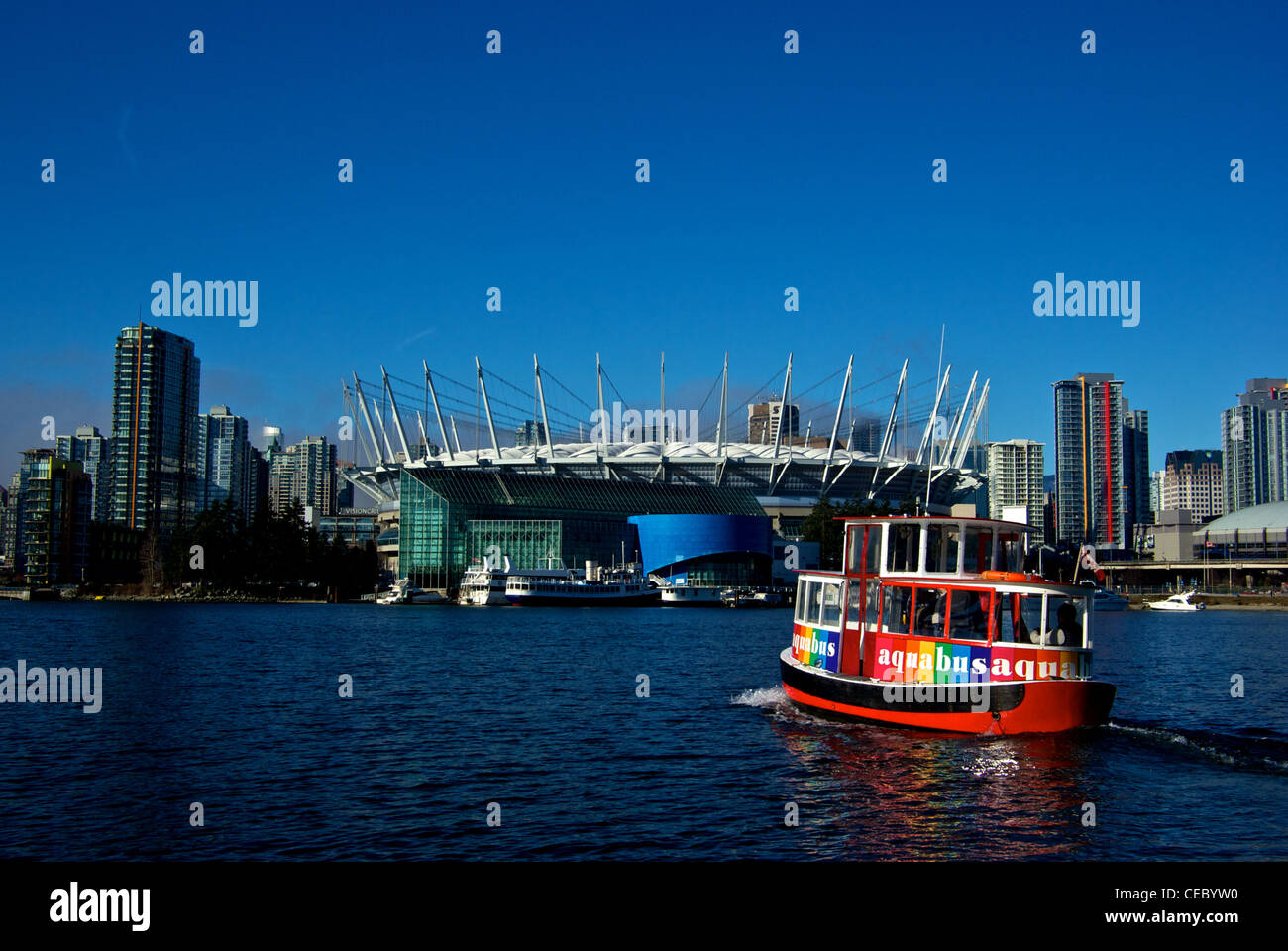 Aquabus passenger ferry sailing towards BC Place Stadium new ...