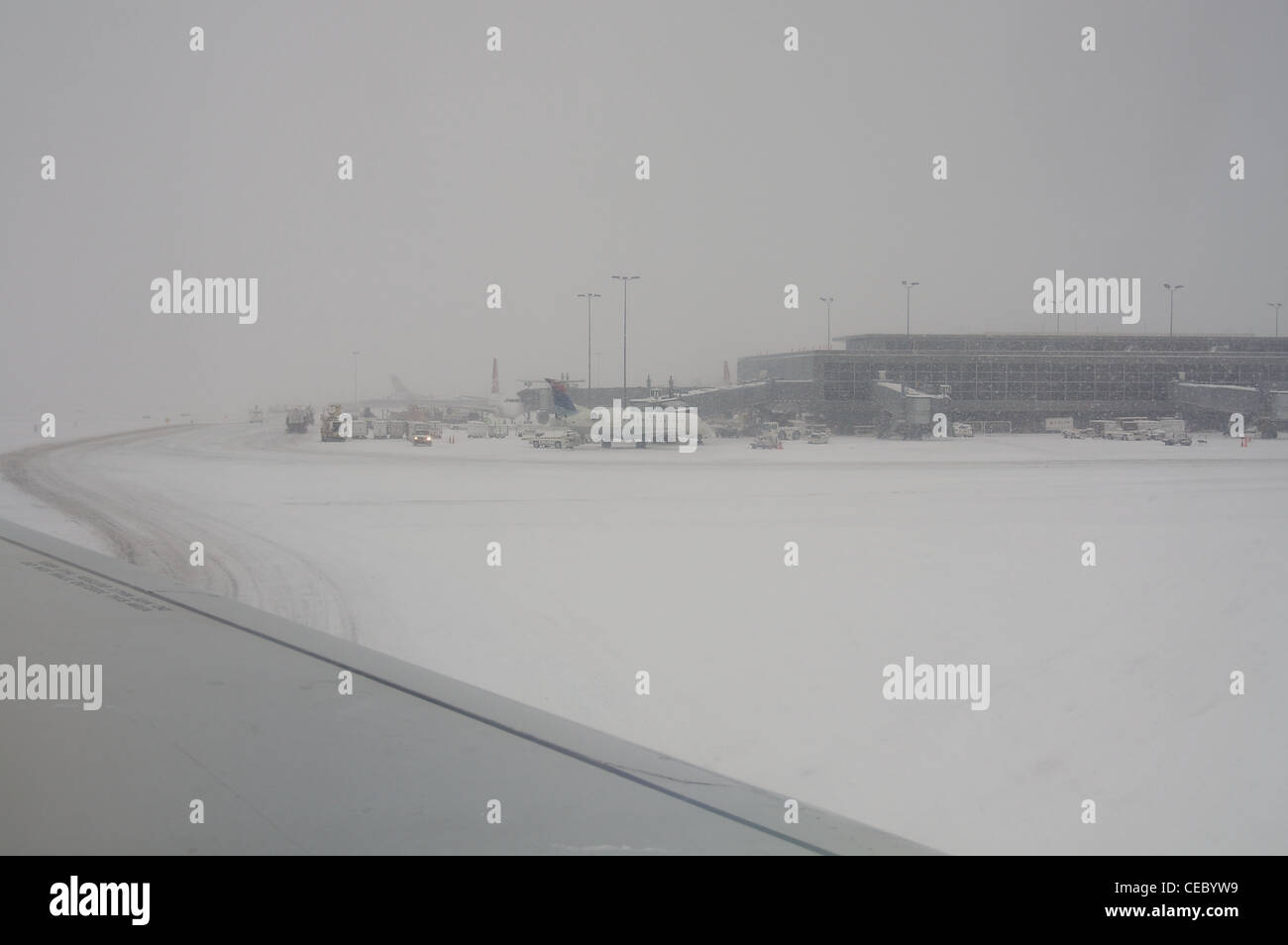 Airport in a snowstorm Stock Photo - Alamy