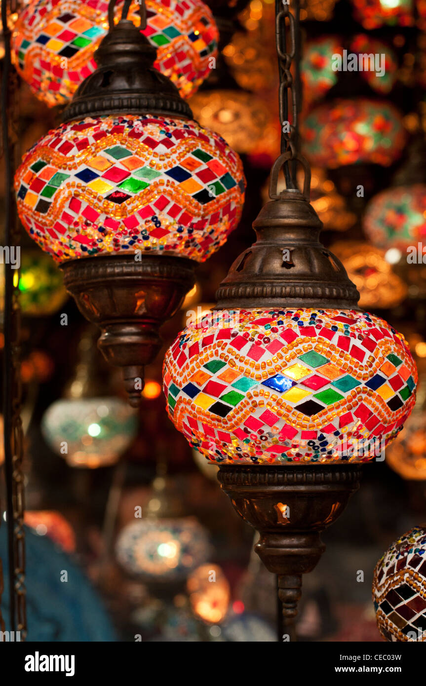 Turkish glass mosaic lanterns at Arasta Bazaar, Sultanahmet, Istanbul ...