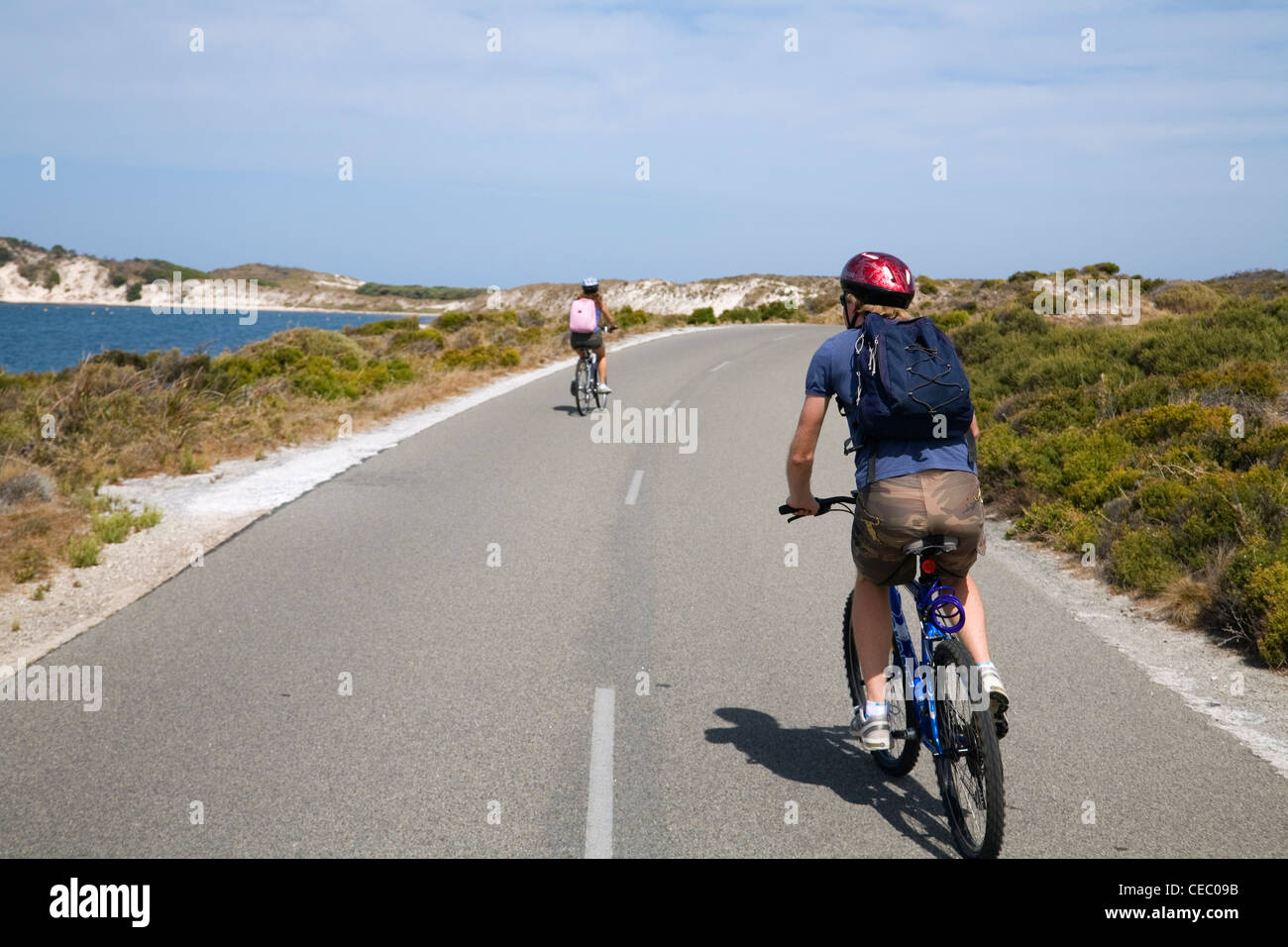 Tourists exploring Rottnest Island by bicycle. Rottnest Island, Western ...