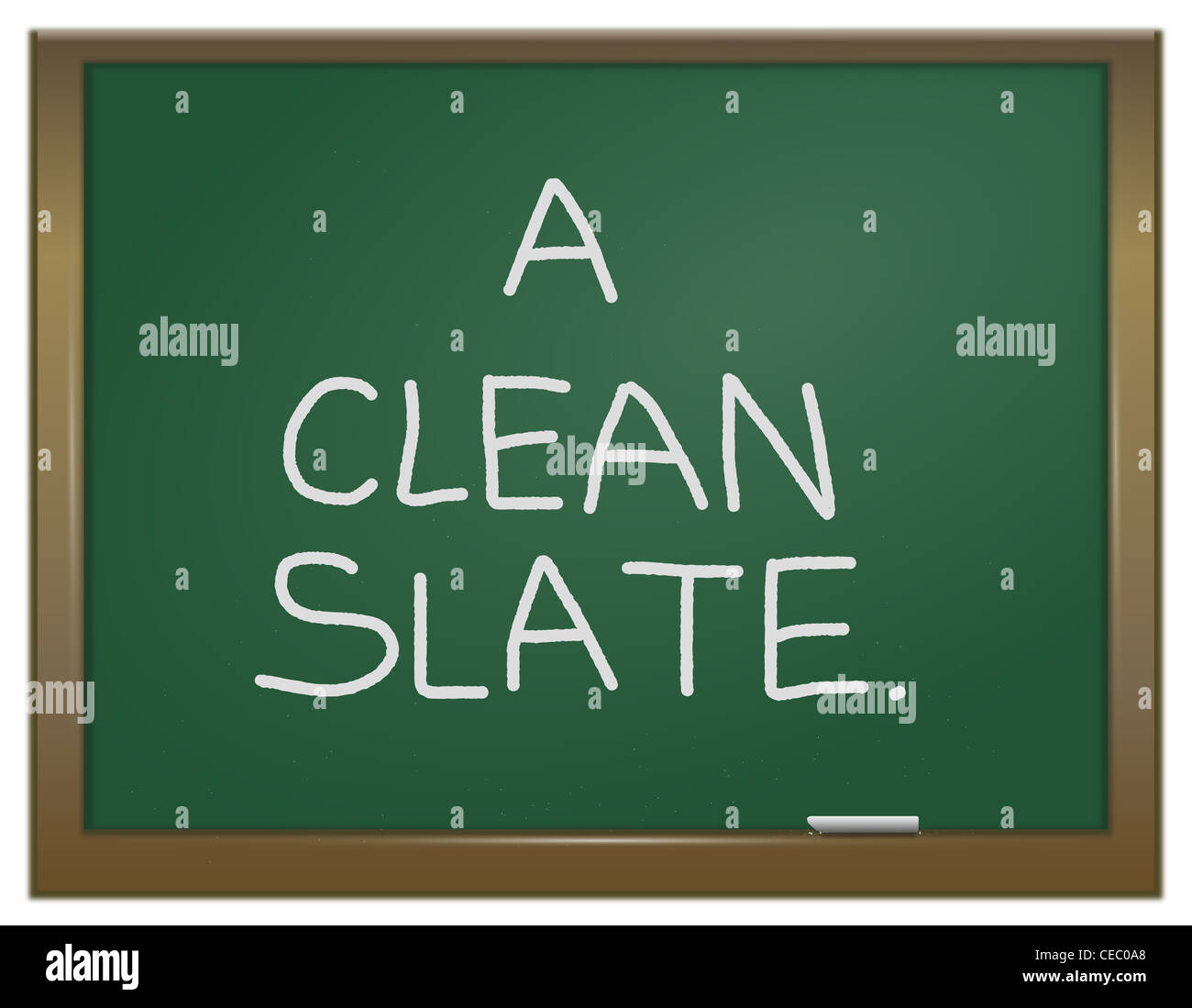 Illustration depicting a green chalk board with the words 'A clean ...