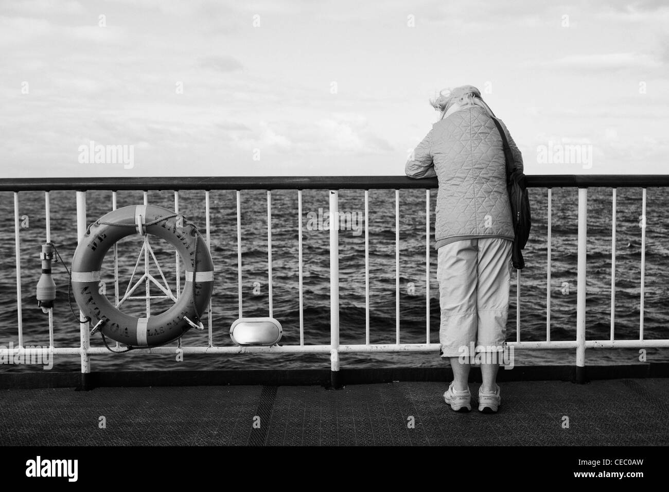 Lady on a ferry Black and White Stock Photos & Images - Alamy