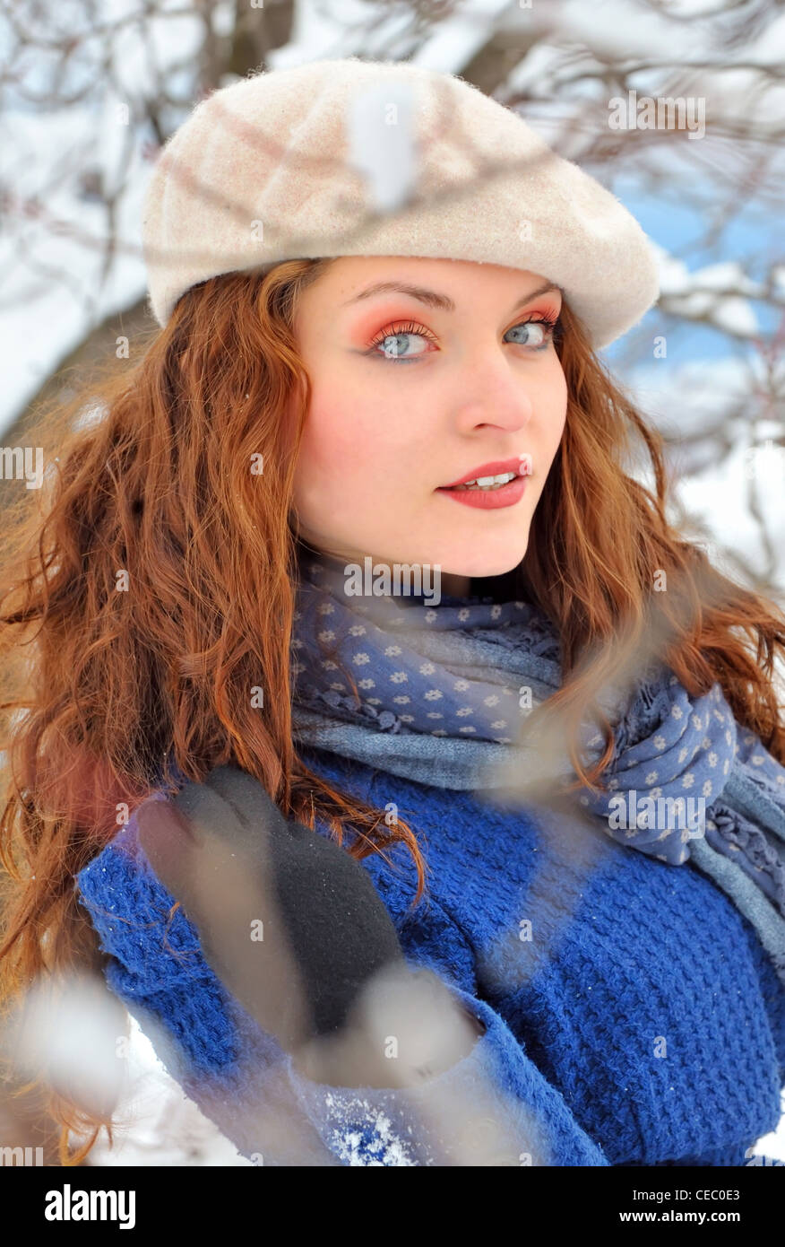 Winter Girl portrait Stock Photo - Alamy