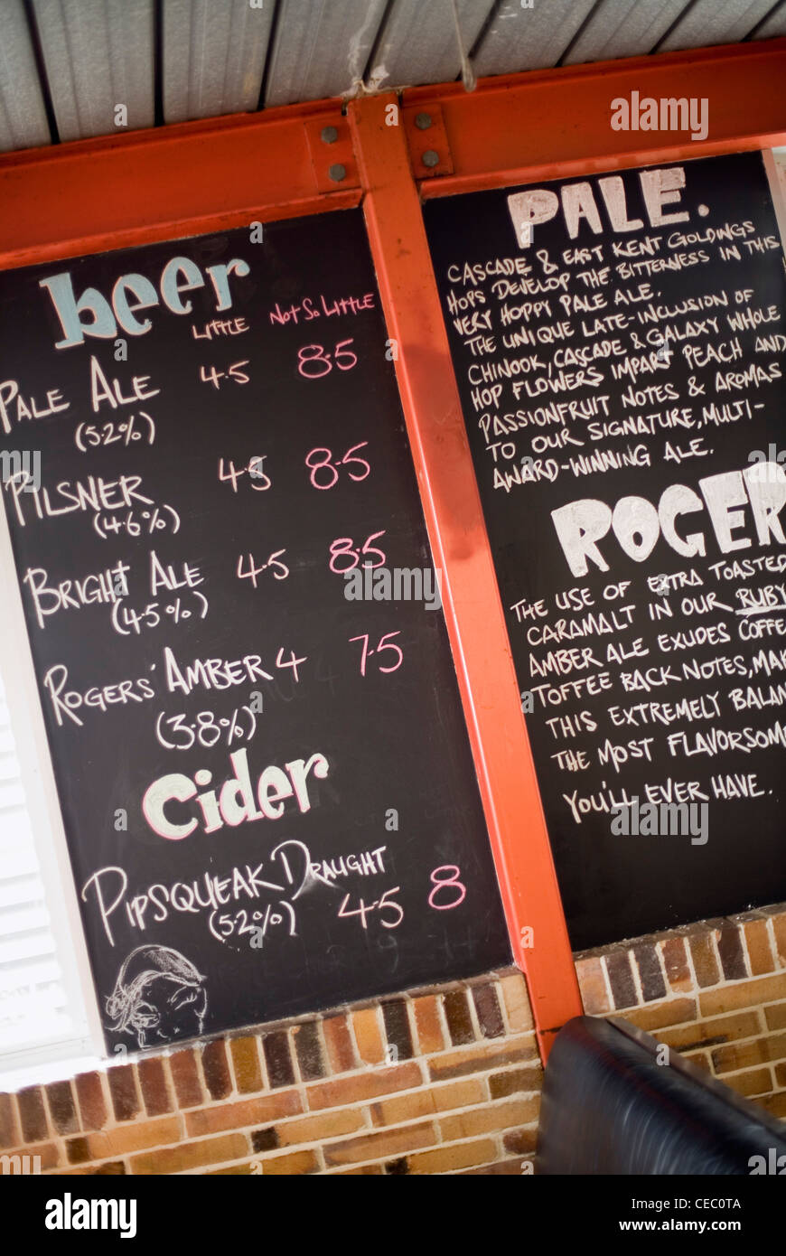 Beer list at the Little Creatures Brewery in Fremantle, Western ...