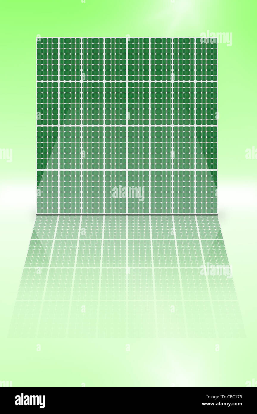 Illustration depicting a vertical array of green photovoltaic solar ...