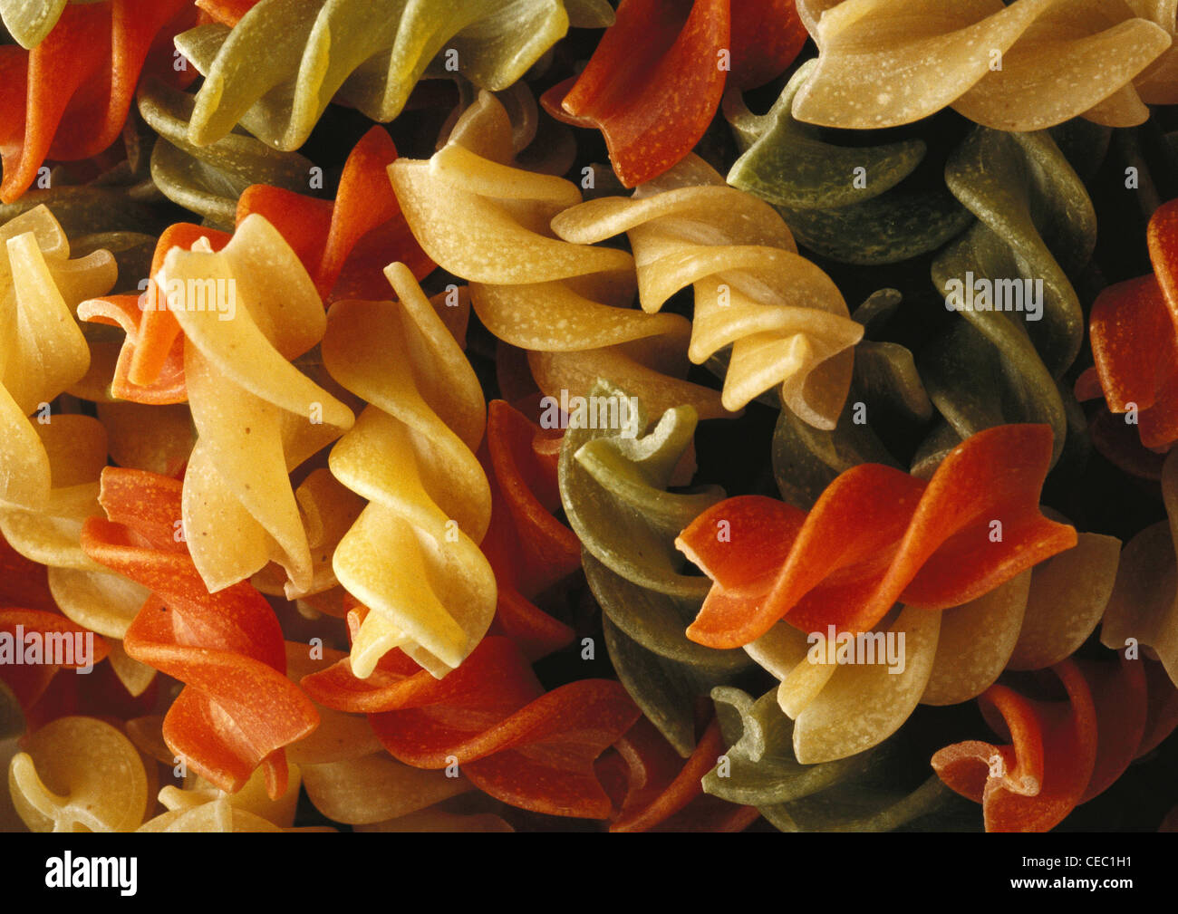 Tri-colored fusilli pasta, close-up Stock Photo - Alamy