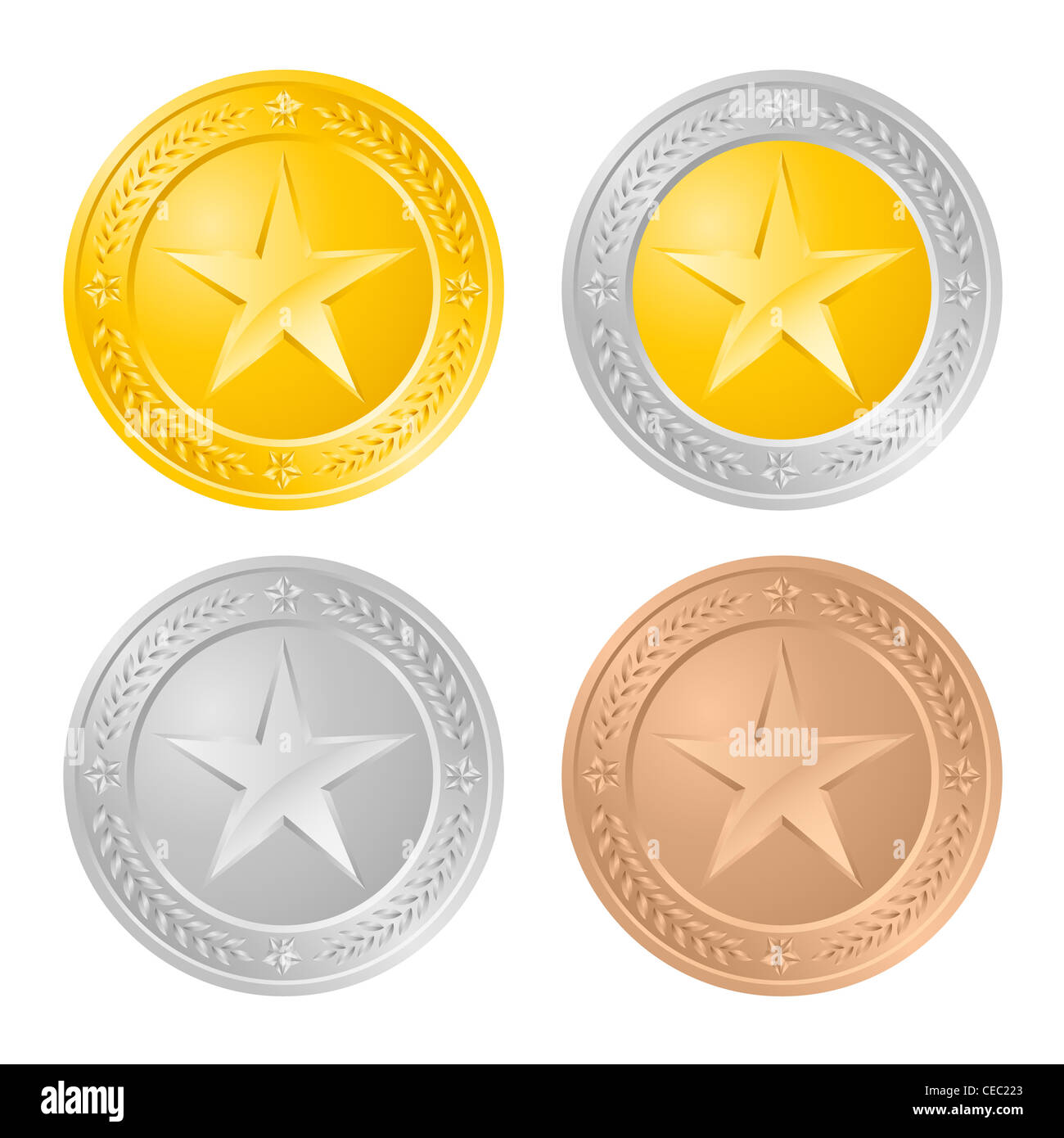 Four gold coins. Illustration of the designer on a white background ...