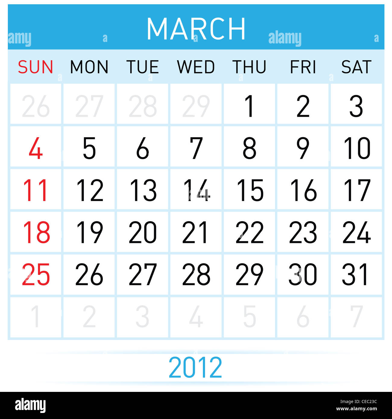 March calendar. Illustration on white background for design Stock Photo ...