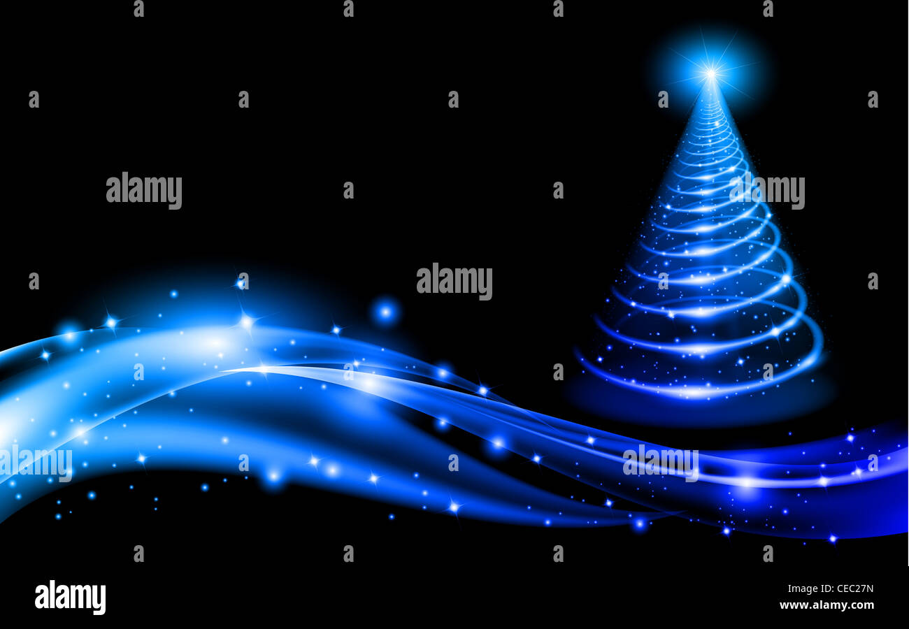 Abstract Blue Christmas Tree. Illustration on black background Stock ...