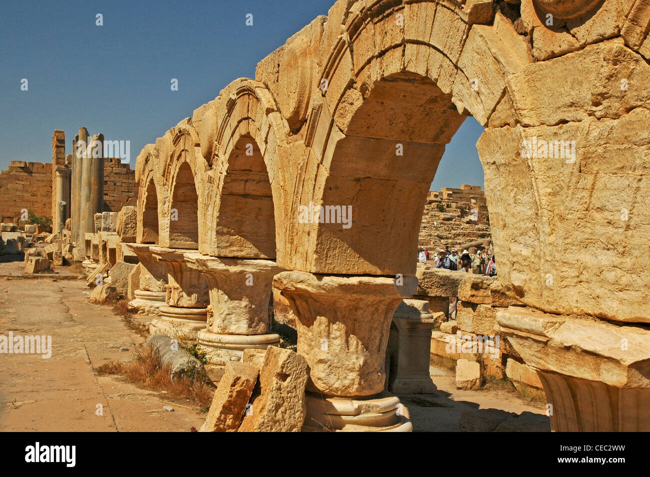 LIBYA, Leptis Magna (1st C AD), Severan Forum (2ndC AD), arches Stock ...