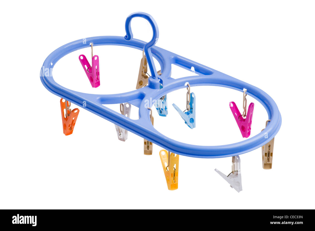 object on white - a set of pegs Stock Photo - Alamy