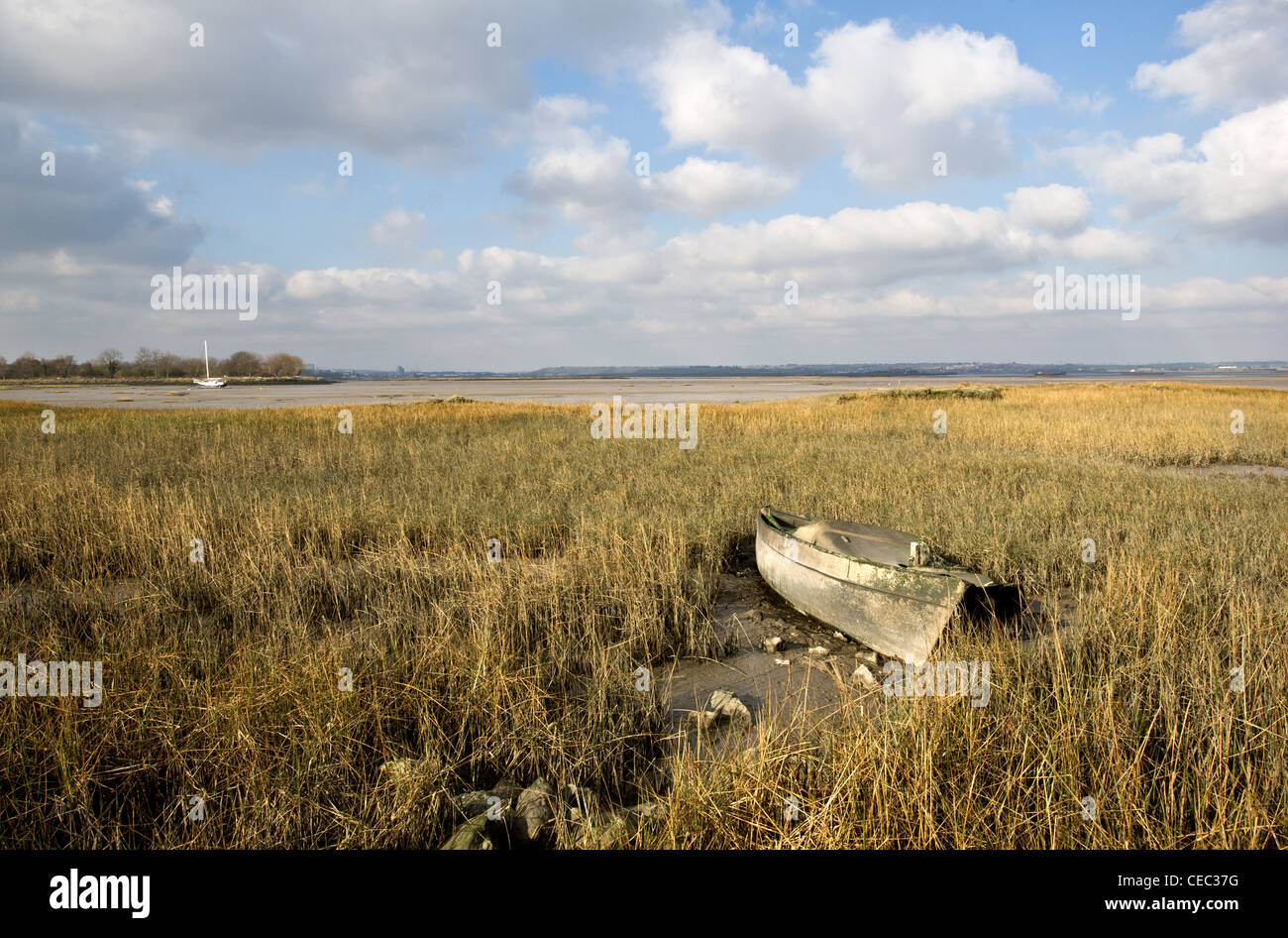 The remains of an abandoned boat on the Medway Estuary Stock Photo - Alamy