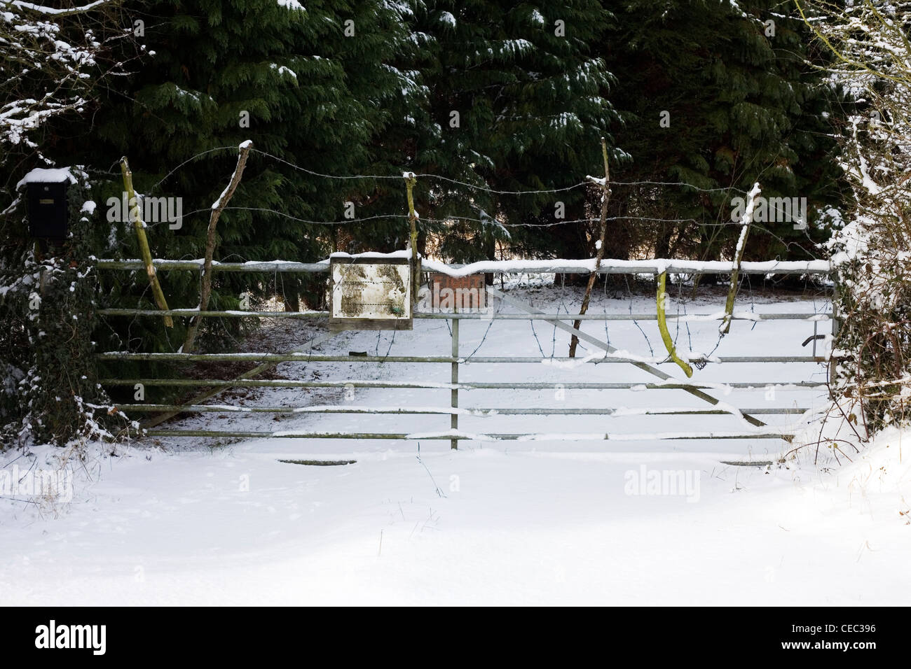 Gateway In Snow Stock Photo - Alamy