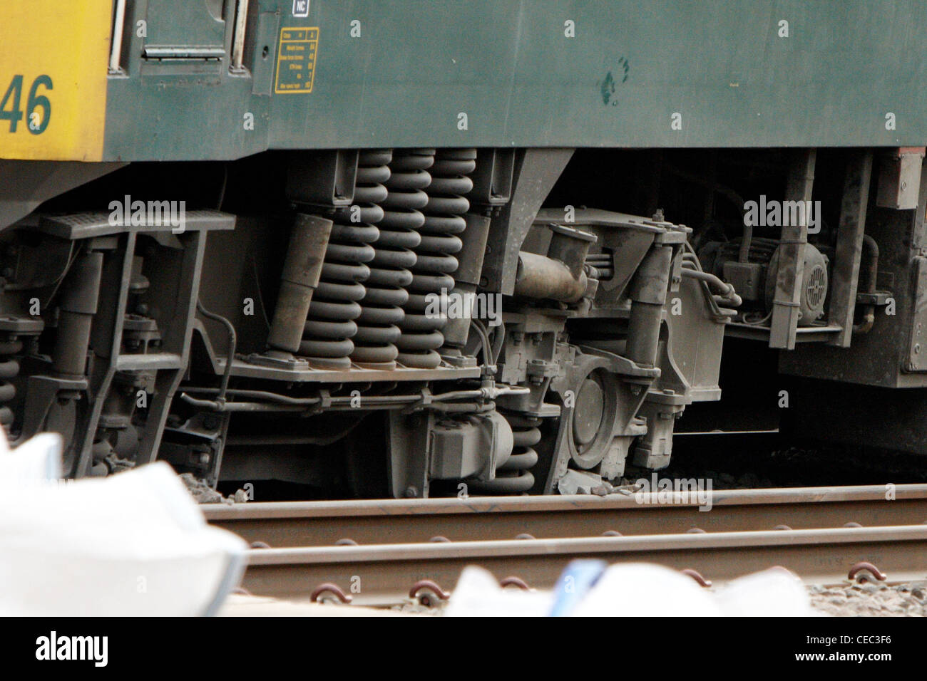 A derailed freight train blocks the West Coast Main Line near Bletchley ...