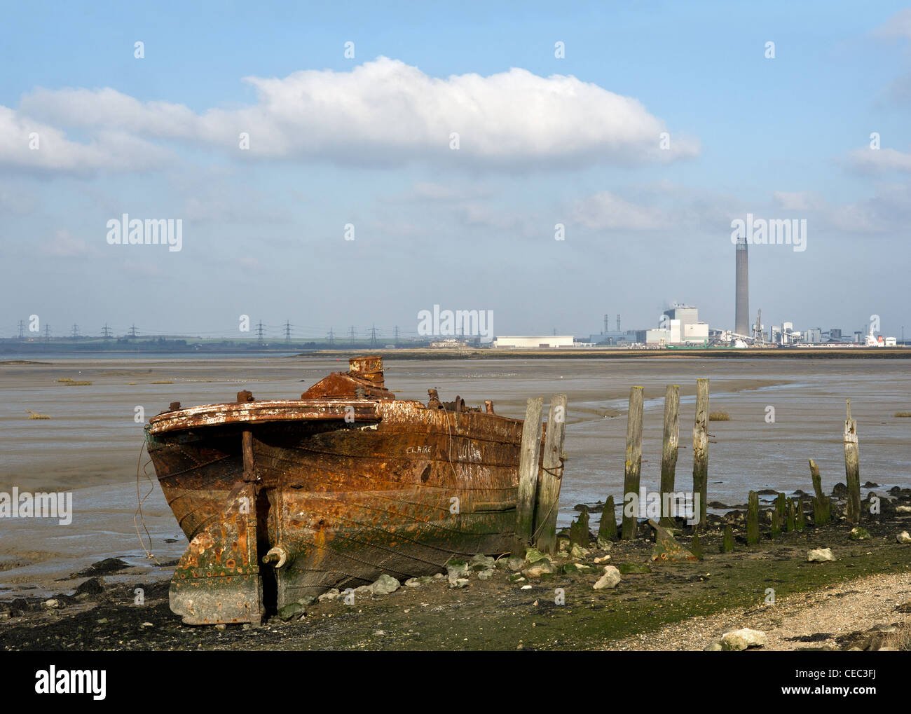 An abandoned rusting boat on the Medway Estuary Stock Photo - Alamy