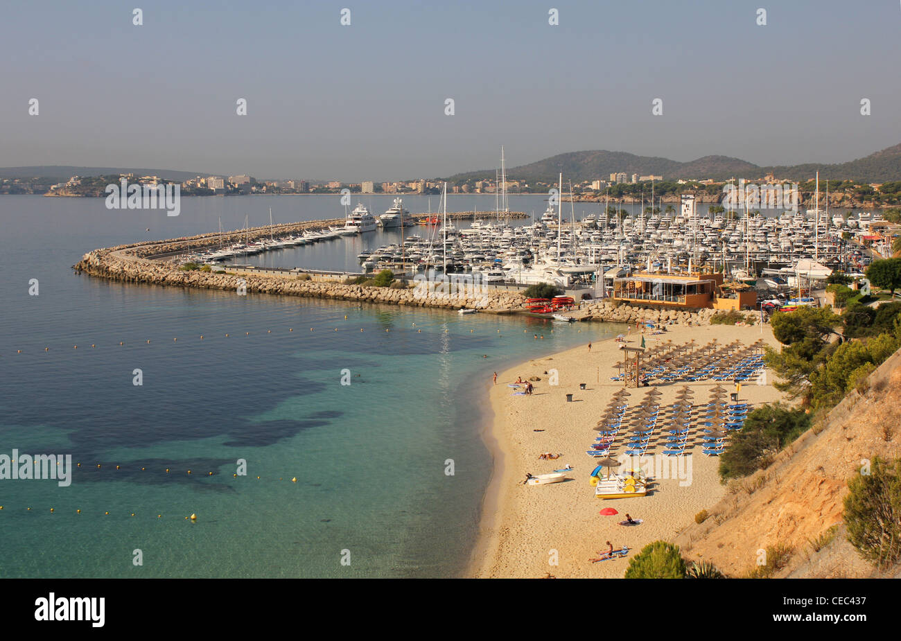 Scene looking westwards over portals beach and puerto portals marina hi ...