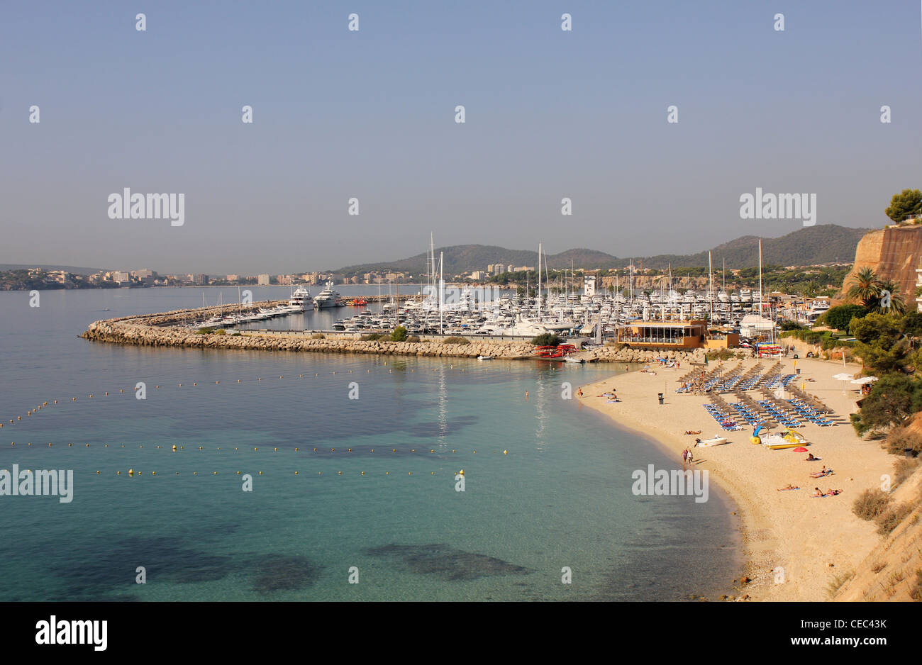 Scene looking westwards over Portals beach and Puerto Portals Marina ...