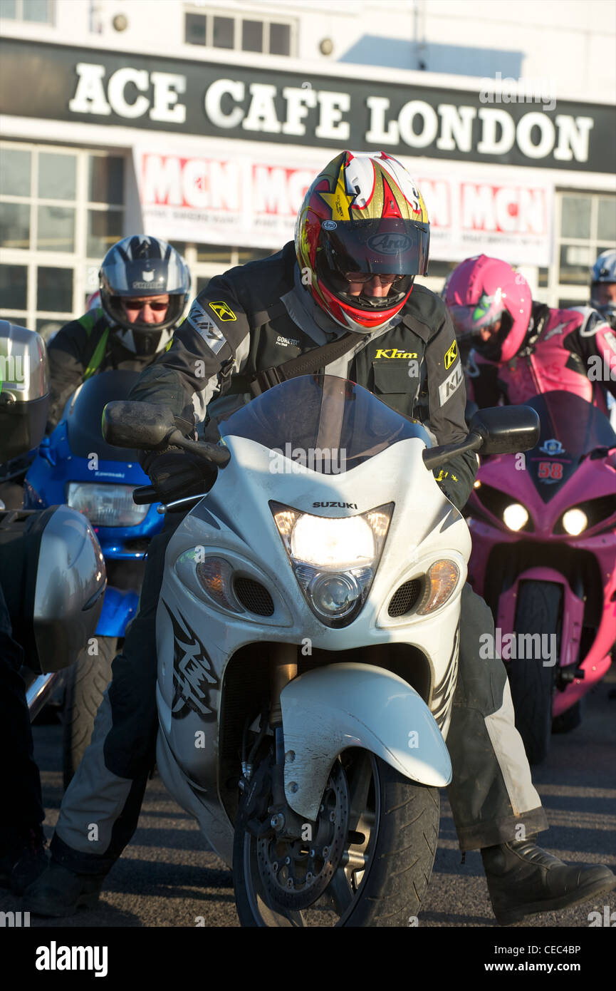 Bikers at Ace Cafe, London Stock Photo - Alamy