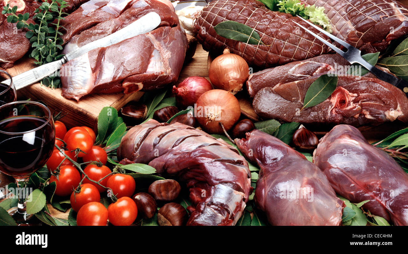 Selection of raw meats Stock Photo - Alamy