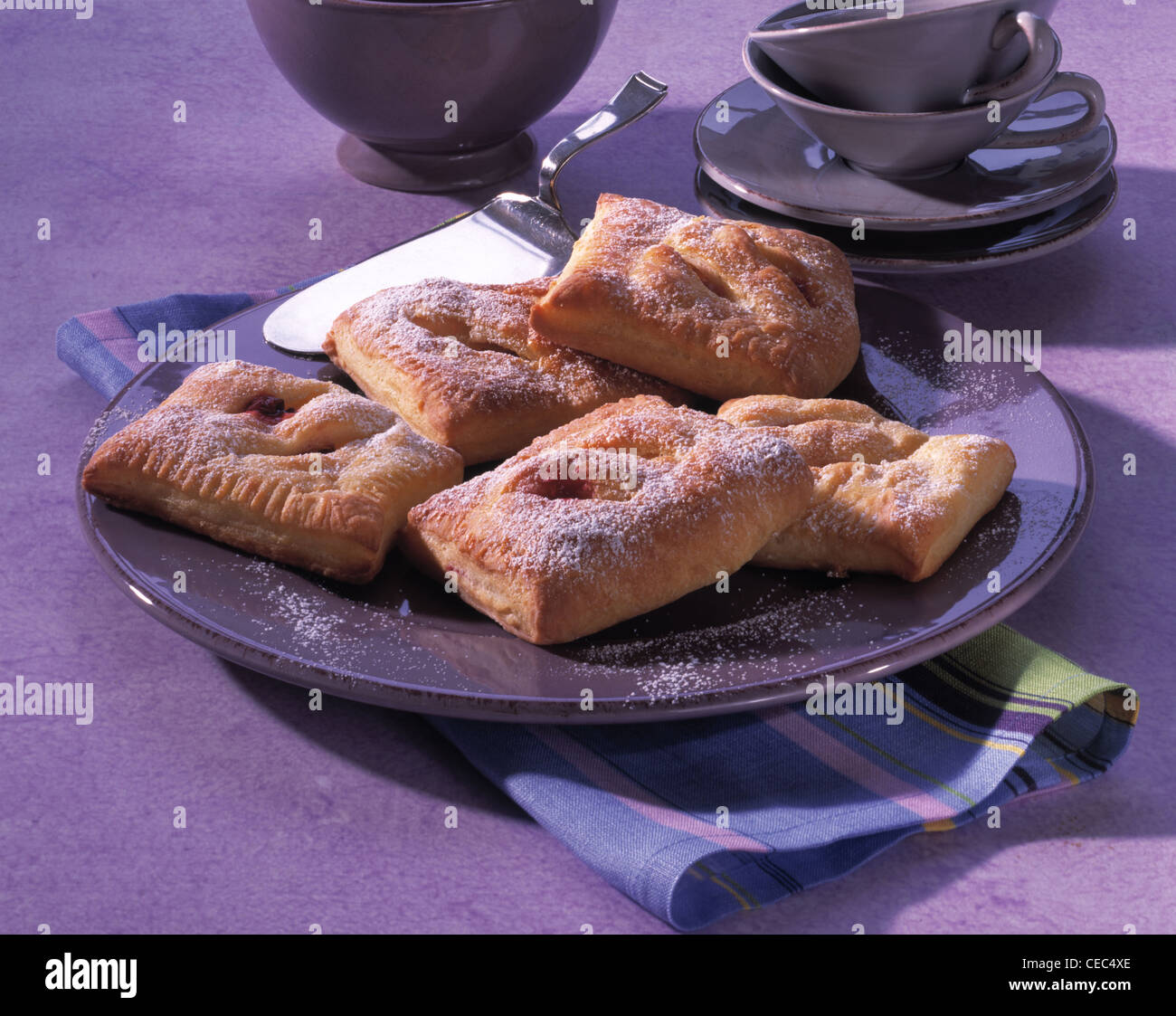 Curd pockets with fruity vanilla pudding - cherry filling Stock Photo ...
