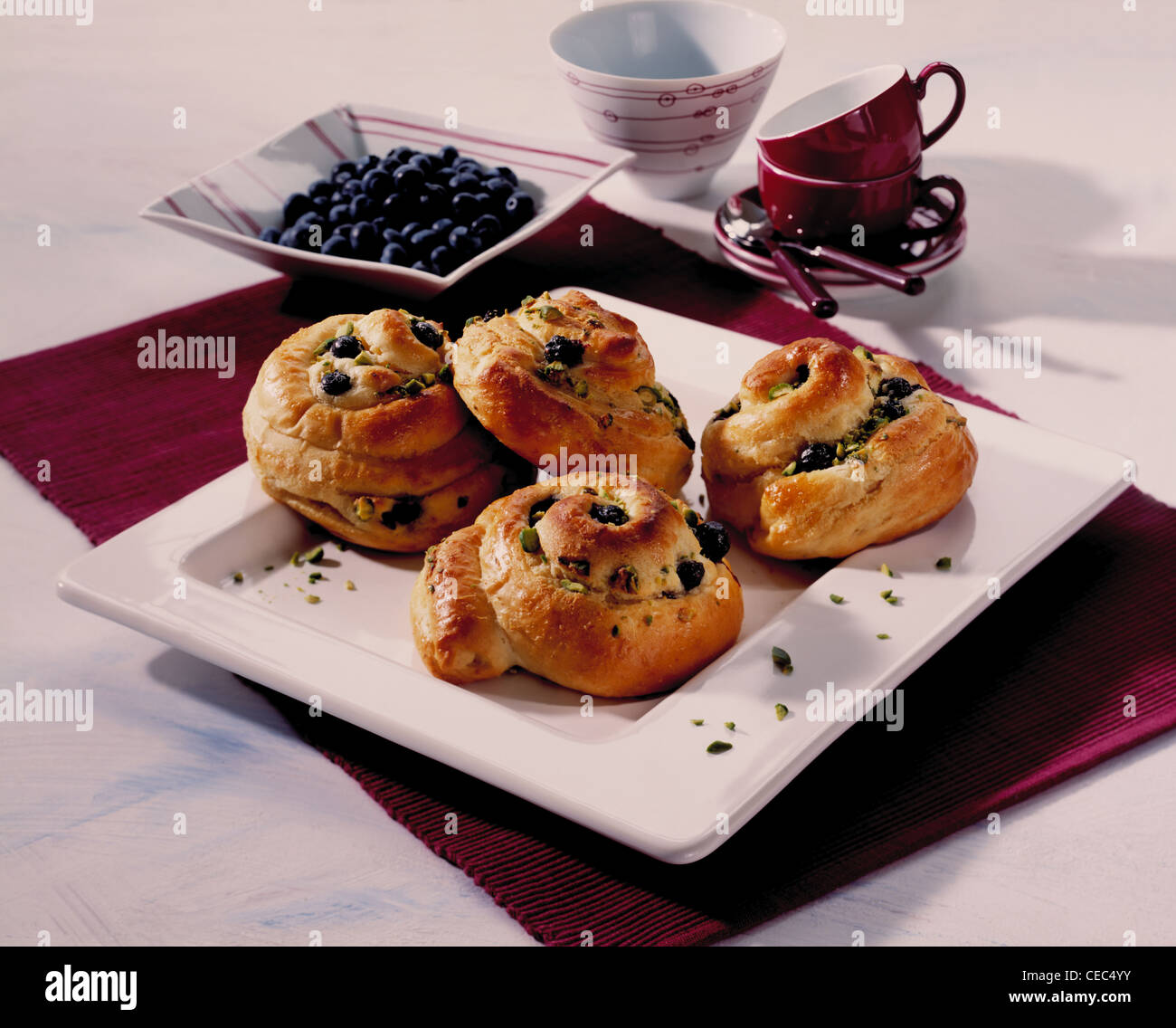 Blueberry - almond paste curls Stock Photo - Alamy