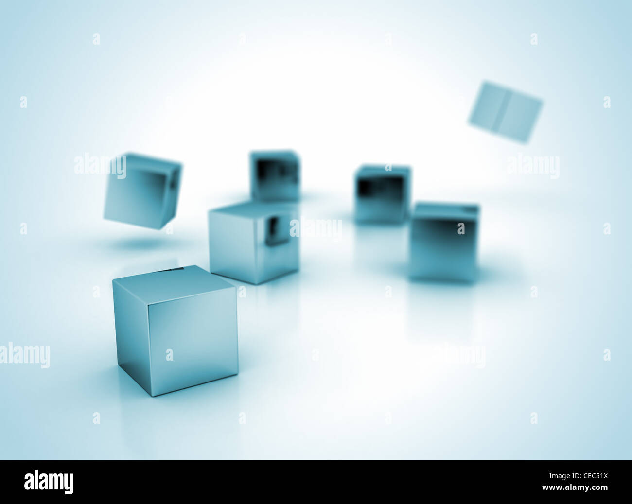 Blue metal cubes on white - building concept Stock Photo - Alamy