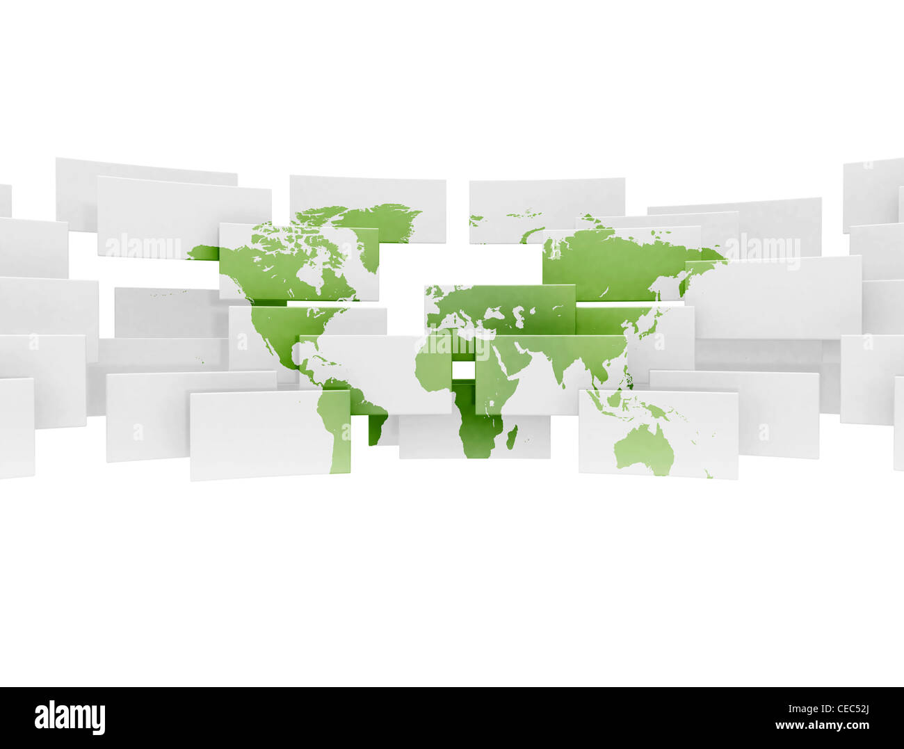 Green world map on 3d squares isolated on white background Stock Photo ...