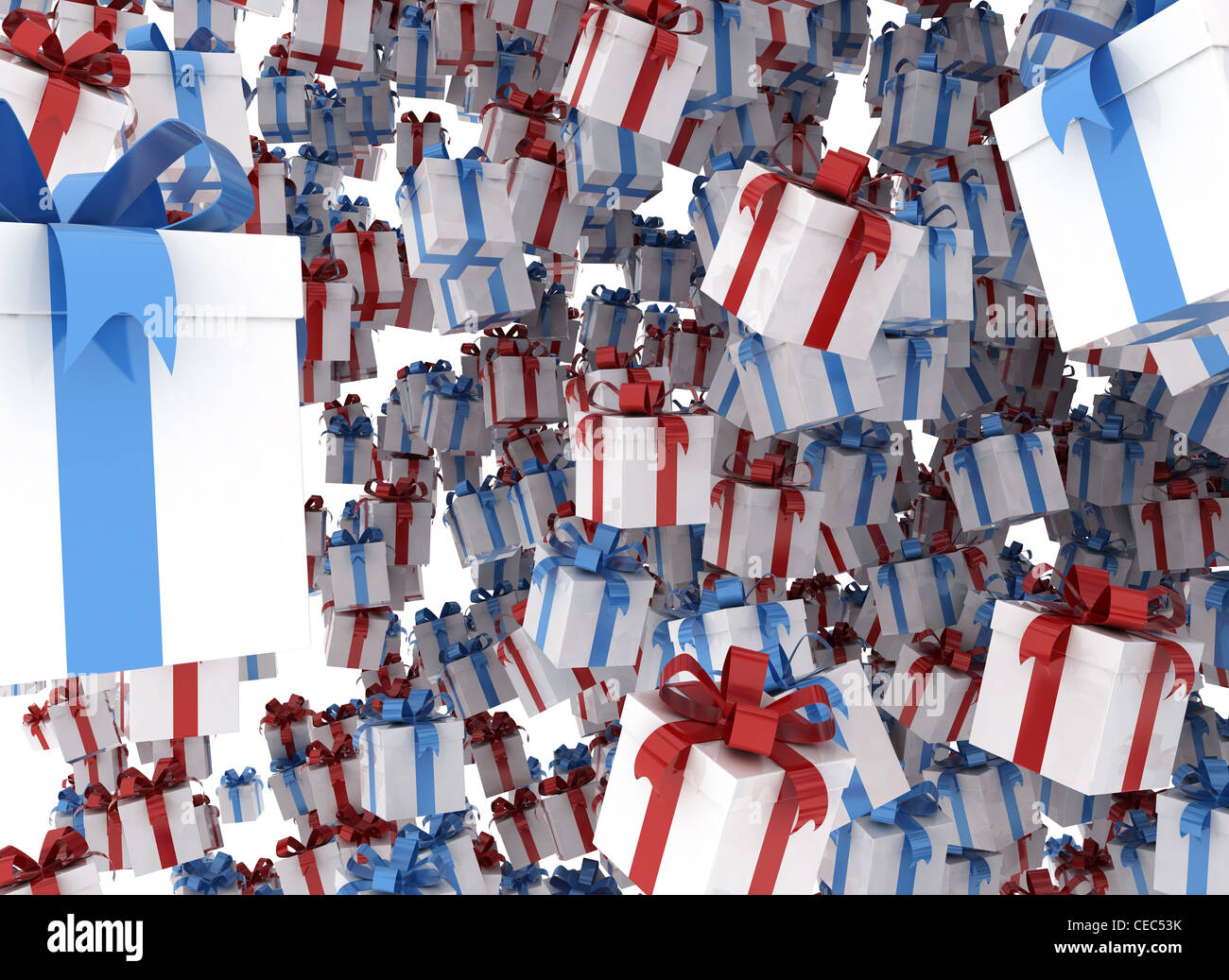 3d abstract illustration of flying gift boxes Stock Photo - Alamy