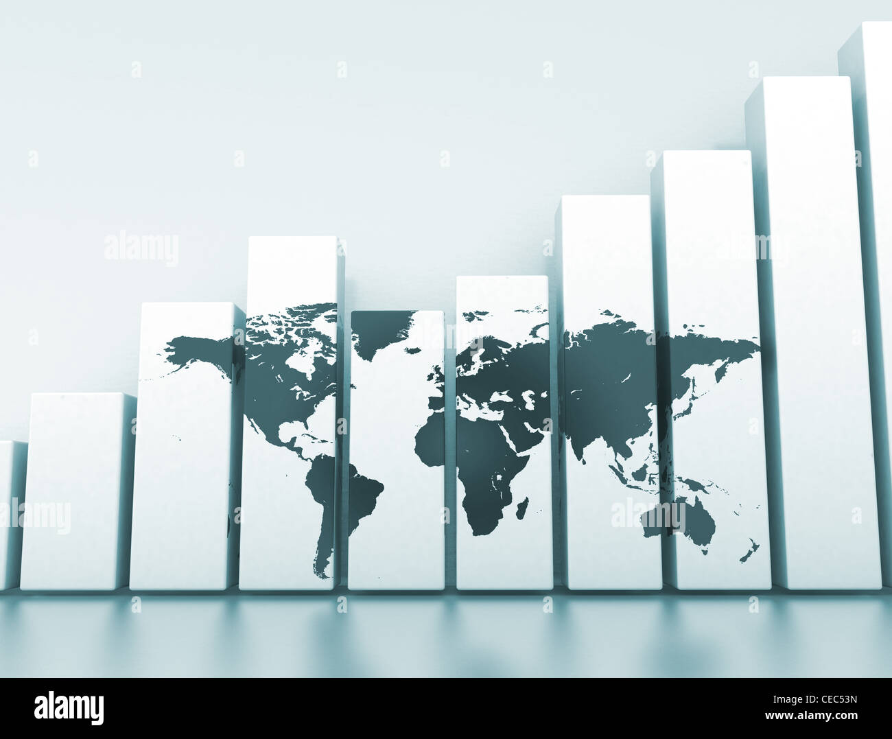 Business graph with world map Stock Photo - Alamy