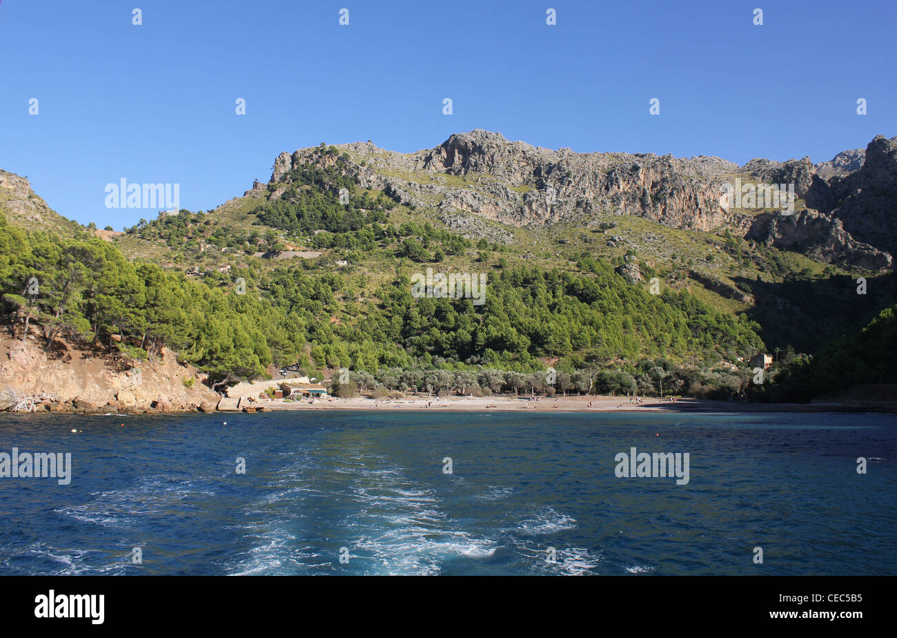 Cala Tuent by tourist excursion boat - remote beach +Tramuntana ...