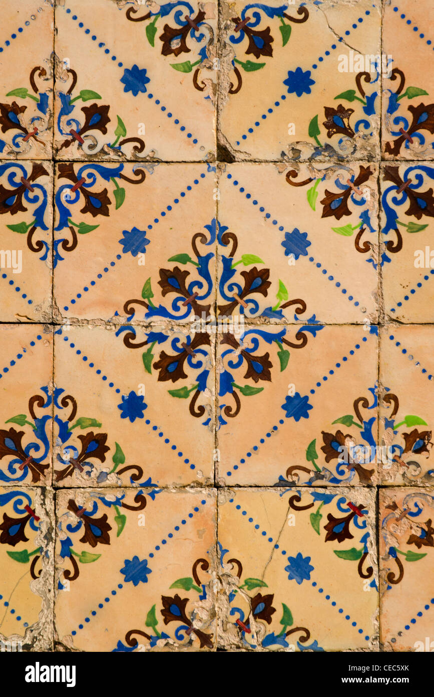Portuguese azulejos, old tiled blue background Stock Photo - Alamy
