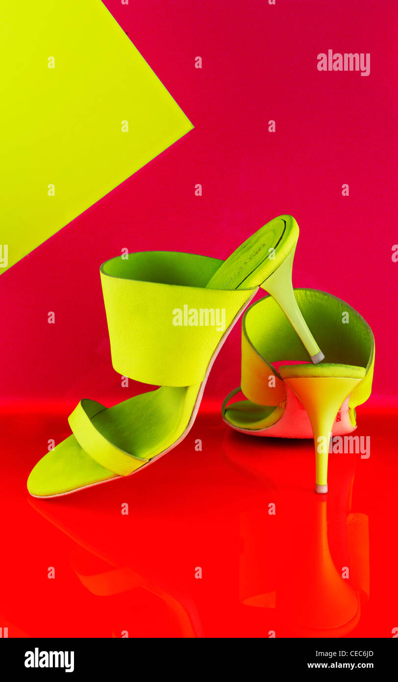 Neon high heel sandals Stock Photo - Alamy