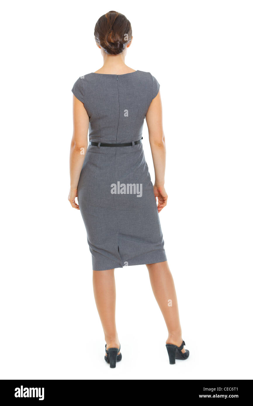 Business woman standing back to camera Stock Photo - Alamy